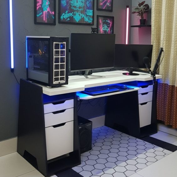 Power 2X Dark Snow Gaming Desk | Ultimate Command Center